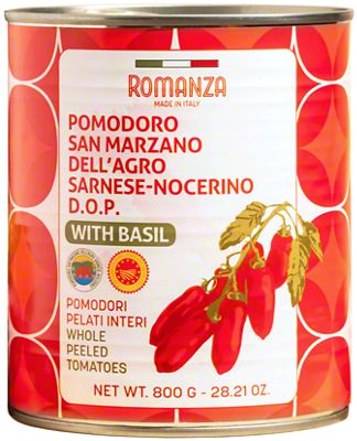 Romanza Whole Peeled San Marzano Tomatos with Basil, 28.2 oz | Central ...