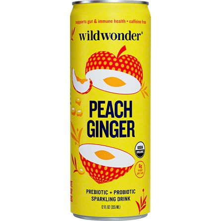 Wildwonder Peach Ginger Prebiotic + Probiotic Sparkling Drink, 12 oz | Central Market - Really ...