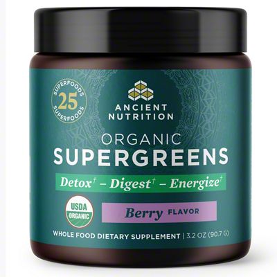 Ancient Nutrition Organic Super Greens - Berry Flavor, 3.2oz | Central ...