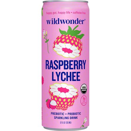 Wildwonder Raspberry Lychee Prebiotic + Probiotic Sparkling Drink, 12 ...