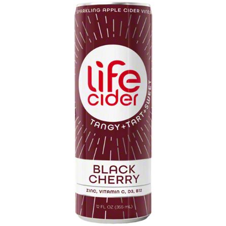 Life Cider Black Cherry Sparkling Apple Cider Vinegar Beverage, 12 oz ...