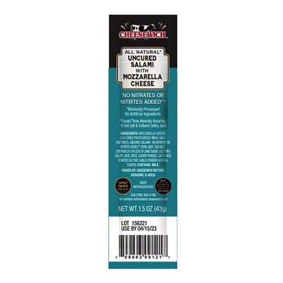 Cheesewich Uncured Salami with Mozzarella String Cheese, 1.5 oz ...