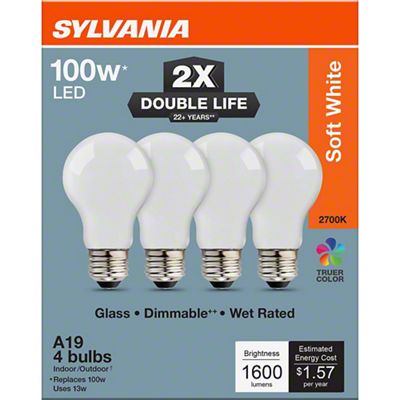 SYLVANIA A19 100 Watt LED Soft White Double Life Bulb, 4 pk | Joe V's ...