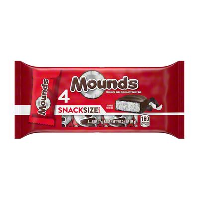 Mounds Coconut & Dark Chocolatey Snack Size Candy Bars, 4 pk, .6 oz ...