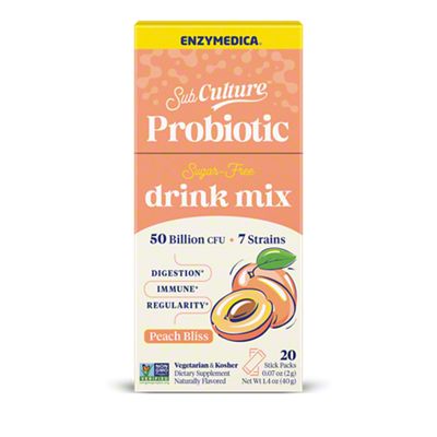 Enzymedica SubCulture Probiotic Drink Mix Stick Packs - Peach Bliss, 20 ...
