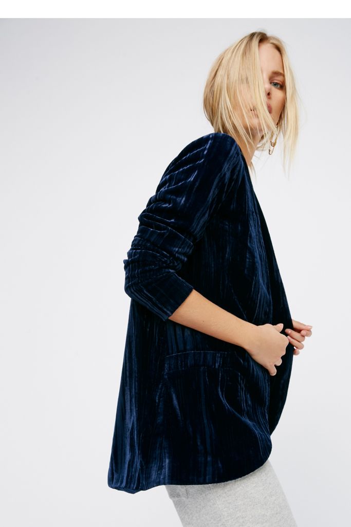 Solid Crinkle Velvet Slouchy Jacket | Free People