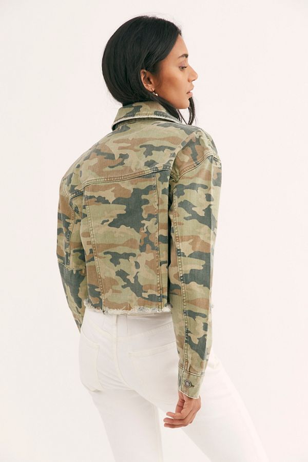 Camo Printed Cropped Denim Jacket | Free People