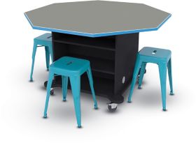 30"H Octagon Creation Cube Workstation w/ HPL Top and 4 Stools - CECC ...