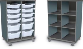 Rhapsody Double-Sided Combo Storage Cart w/ (8) 3"H, (2) 6"H Totes & 6 ...