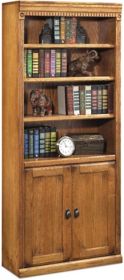 Distressed-Look Oak Bookcase w/ Doors - DLF-3TD | K-Log