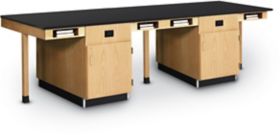 2-Sided Bunsen Workstation w/ Cabinet Base & Black Resin Top (8-Student ...