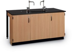 Element 60"Wx36"D 2-Student Lab Station w/ Phenolic Resin Top & Sink ...