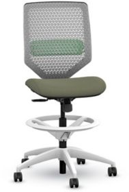 Solve™ Polymer-Back Stool w/ Designer Fabric Seat & White Frame