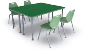 Unison 60"Wx24"D 2-Student Rectangle Desk w/ Chairs - 4 Student Pack ...