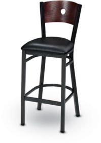 Terrace Wood Keyhole Back Cafe Stool w/ Vinyl Seat - PCTC-AS | K-Log