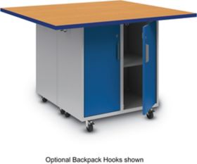 54"Wx48"D Exchange HPL Makerspace Double-Sided Worktable w/ (8) Cubbies & Doors - RU-4854C | K-Log