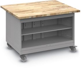 Cascade® Maker Table w/ Butcherblock Top & Shelves - SCTC-BS | K-Log