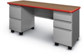 Smith System: Cascade® Double Pedestal Teacher Desk w/ (1) B/B/F and (1 ...