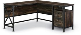 Rivet Office L-Desk in Carbon Oak - STRV-LD | K-Log