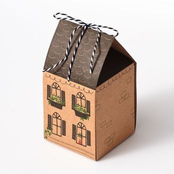 Boxes Shaped Like Houses Kraft Paper Christmas House Treat Boxes 5pk