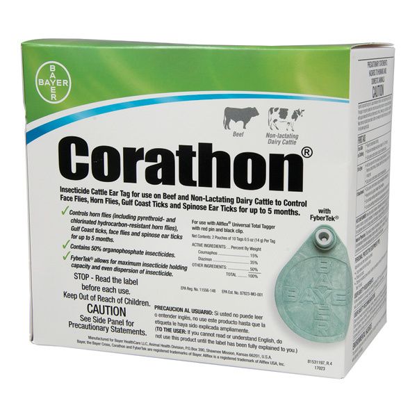 Corathon Insecticide Cattle Ear Tags 20 Count Box - StateLineTack.com