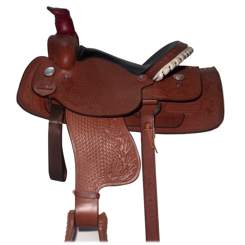HH Saddlery Tooled Silver Laced Roper Saddle - StateLineTack.com