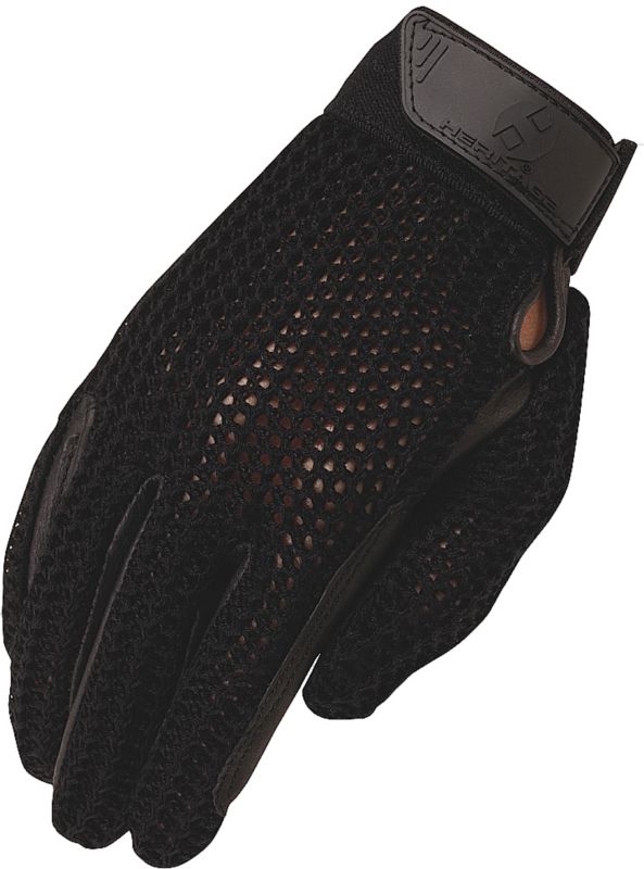Heritage Crochet Riding Gloves 7 Black - StateLineTack.com