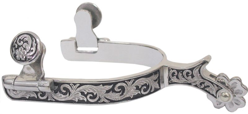 Greg Darnall SS Engraved Cloverleaf Mens Spurs - StateLineTack.com
