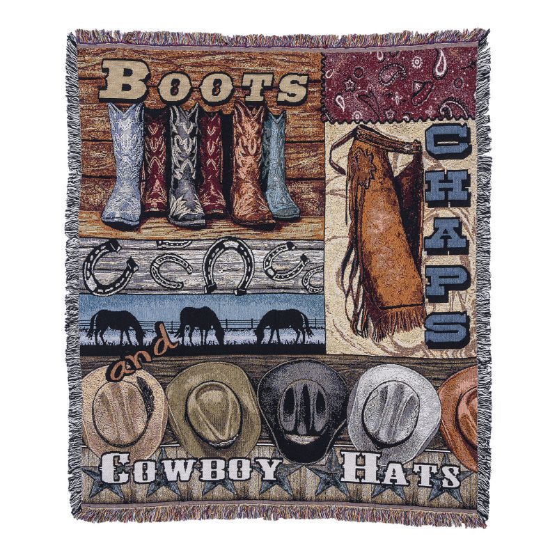 Boots Chaps and Cowboy Hats 50x60 Throw Blanket - StateLineTack.com