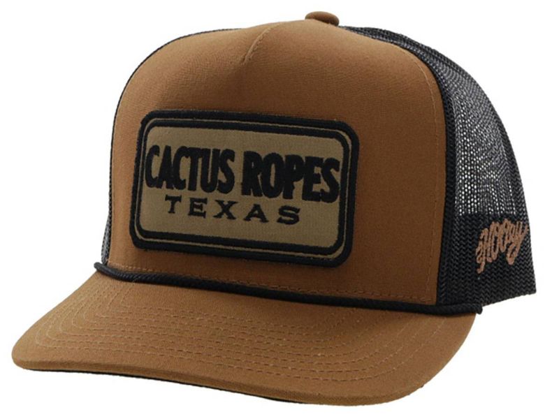 Cactus Ropes CR79 Trucker Cap Tan/Black Rect Patch - StateLineTack.com ...
