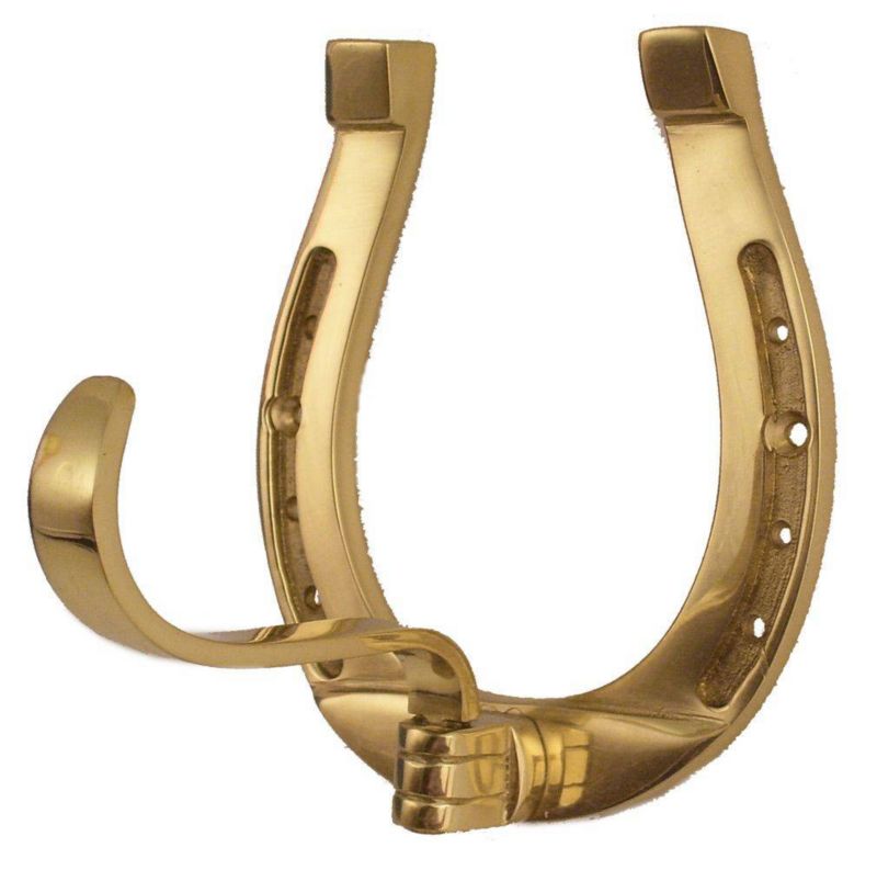 HorseFare Brass Horseshoe W/Swing Over Hook Lg Blk - StateLineTack.com