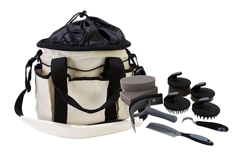 Canvas Drawstring Grooming Tote 10pc Tools - StateLineTack.com ...