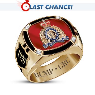 Pride Of Canada Mens 14K Gold-Plated Ring Featuring The RCMP Insignia ...