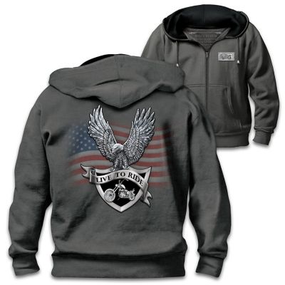 Bikers Blessing Mens Front-Zip Fleece Hoodie With Embossed Metal Plaque ...