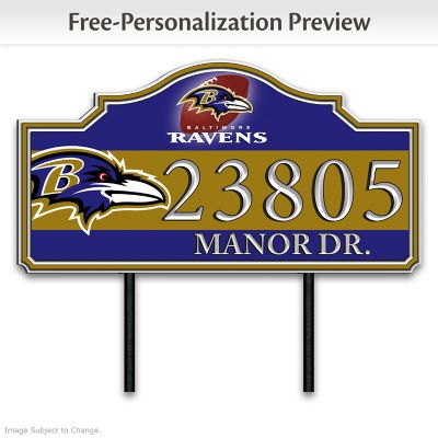 Baltimore Ravens Personalized NFL Outdoor Address Sign Featuring Team ...