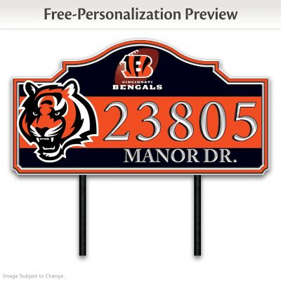 Cincinnati Bengals Personalized NFL Outdoor Address Sign Featuring Team ...