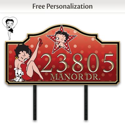 Betty Boop Personalized Metal Outdoor Address Sign Featuring Artwork Of ...