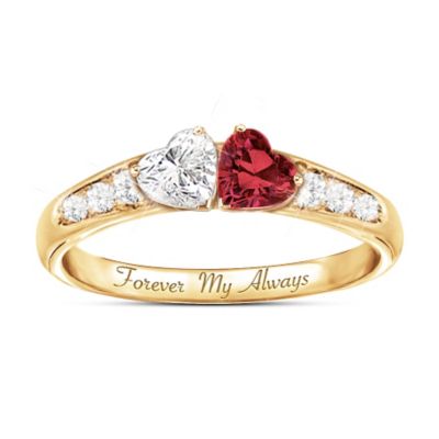 Forever My Always 14K Gold-Plated Women's Ring With Heart-Shaped ...