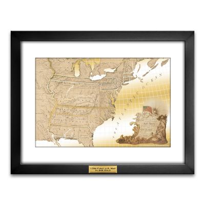 The First United States Map Printed On Pure 24K Gold Framed Wall Decor ...
