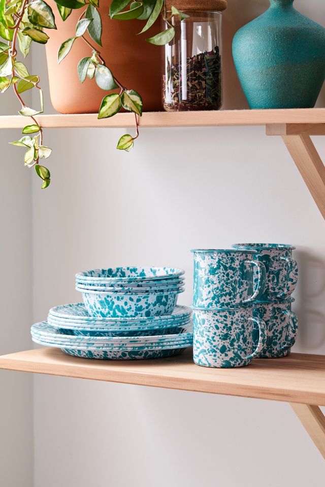 16-Piece Turquoise Speckled Edged Enamelware Starter Kit | Urban Outfitters