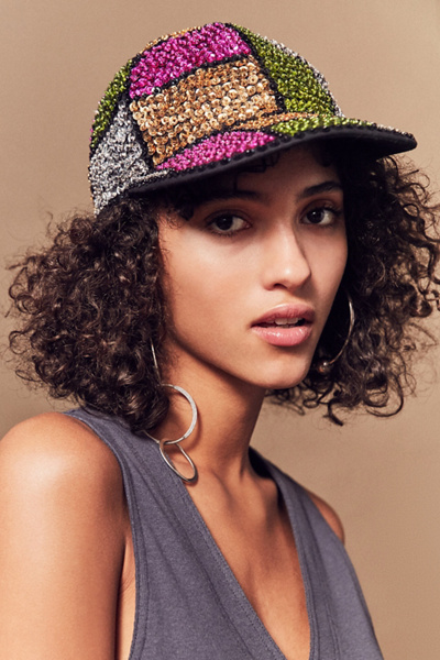 Hand-Embellished Sequin Baseball Hat | Urban Outfitters