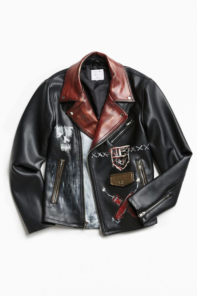 Custom Hand Painted Faux Leather Jacket | Urban Outfitters