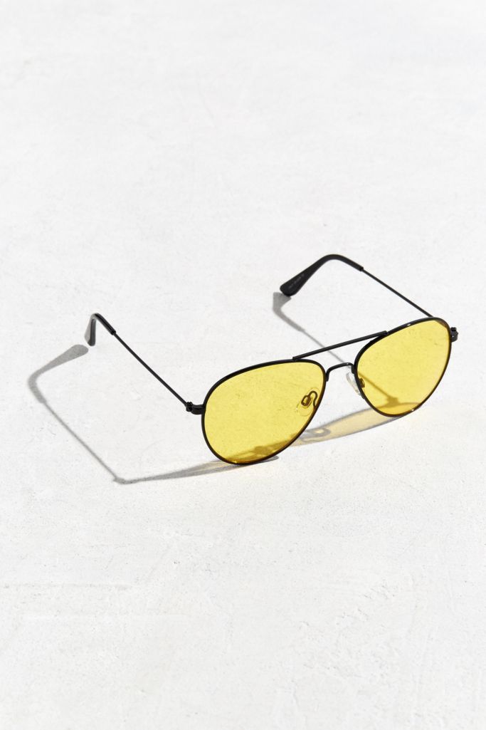 Yellow Lens Classic Aviator Sunglasses Urban Outfitters Canada