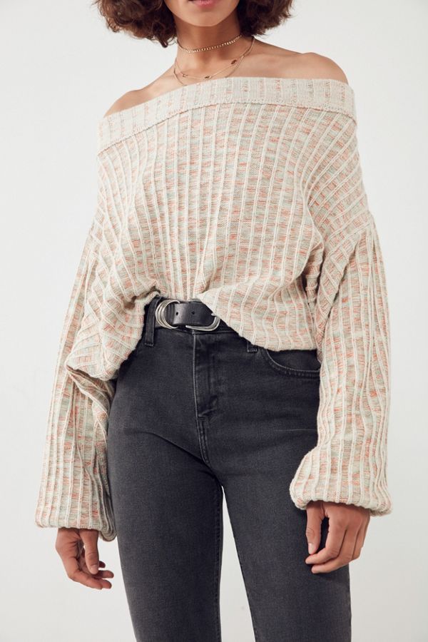 Ecote Colby Oversized Off-The-Shoulder Ribbed Sweater | Urban Outfitters