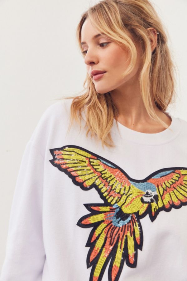 Silence Noise Sequin Parrot Sweatshirt Urban Outfitters
