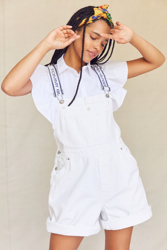 Vintage Tommy Hilfiger ‘90s White Denim Shortall Overall | Urban Outfitters
