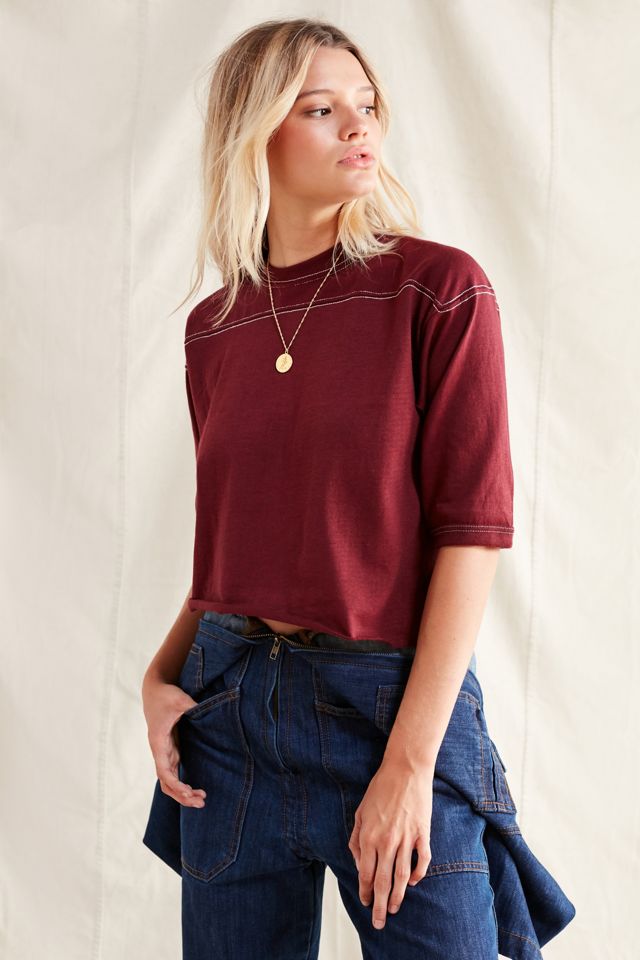 Vintage Contrast Stitch Football Tee | Urban Outfitters