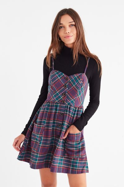 UO Flannel Button-Down Mini Dress | Urban Outfitters