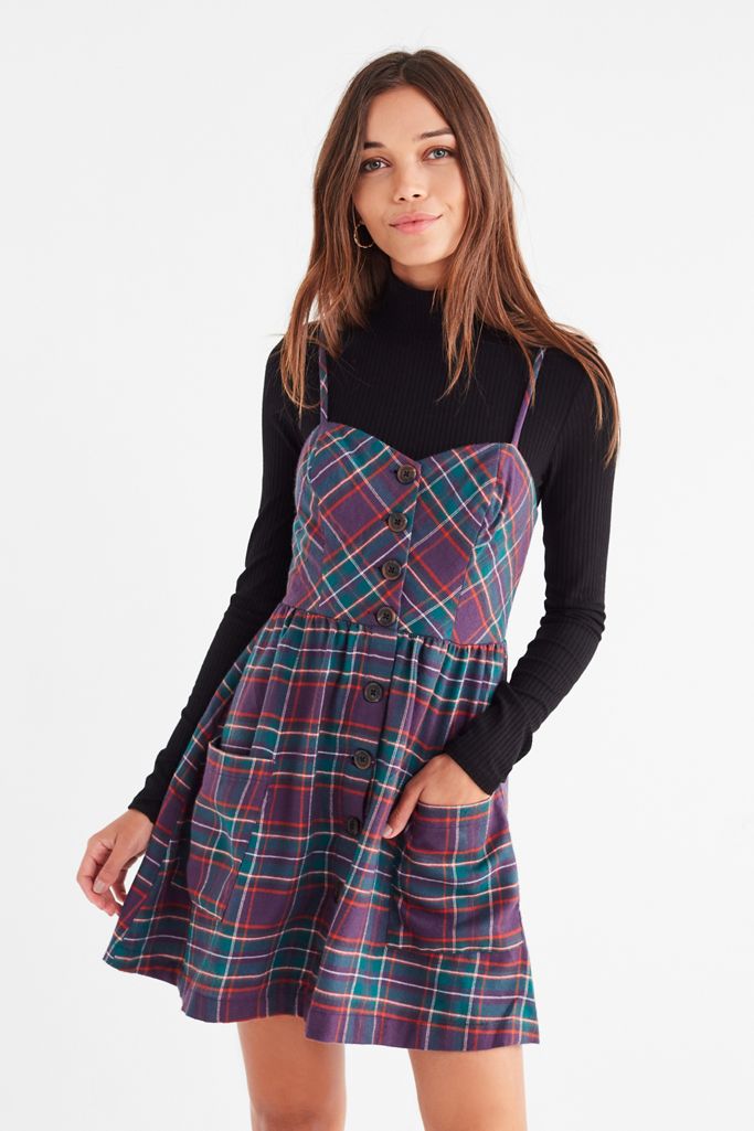 UO Flannel Button-Down Mini Dress | Urban Outfitters
