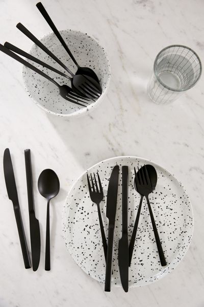 12-Piece Matte Black Flatware Set | Urban Outfitters